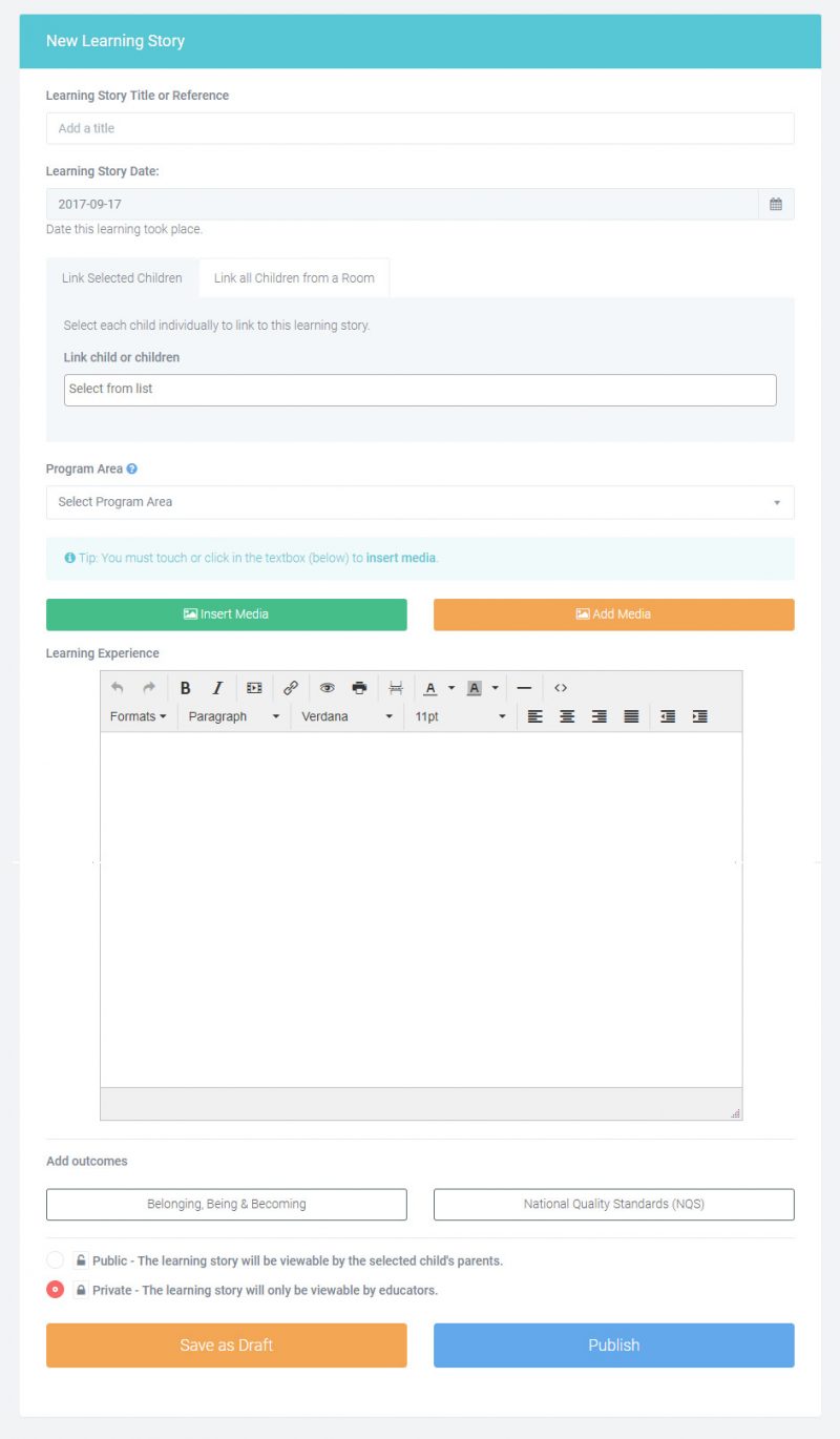 Learning Story quick overview | One Child