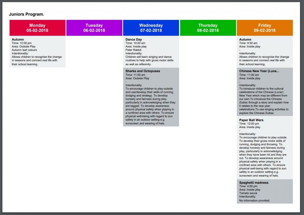 Simple and Full details for a weekly planner | One Child